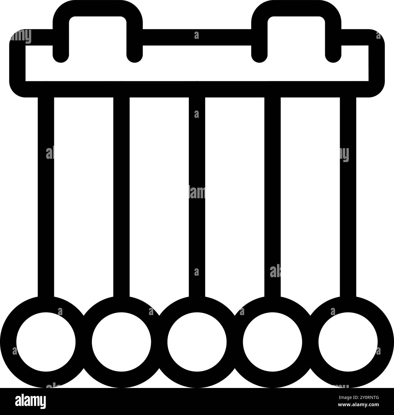 Classic newton's cradle is standing still, demonstrating the principles ...