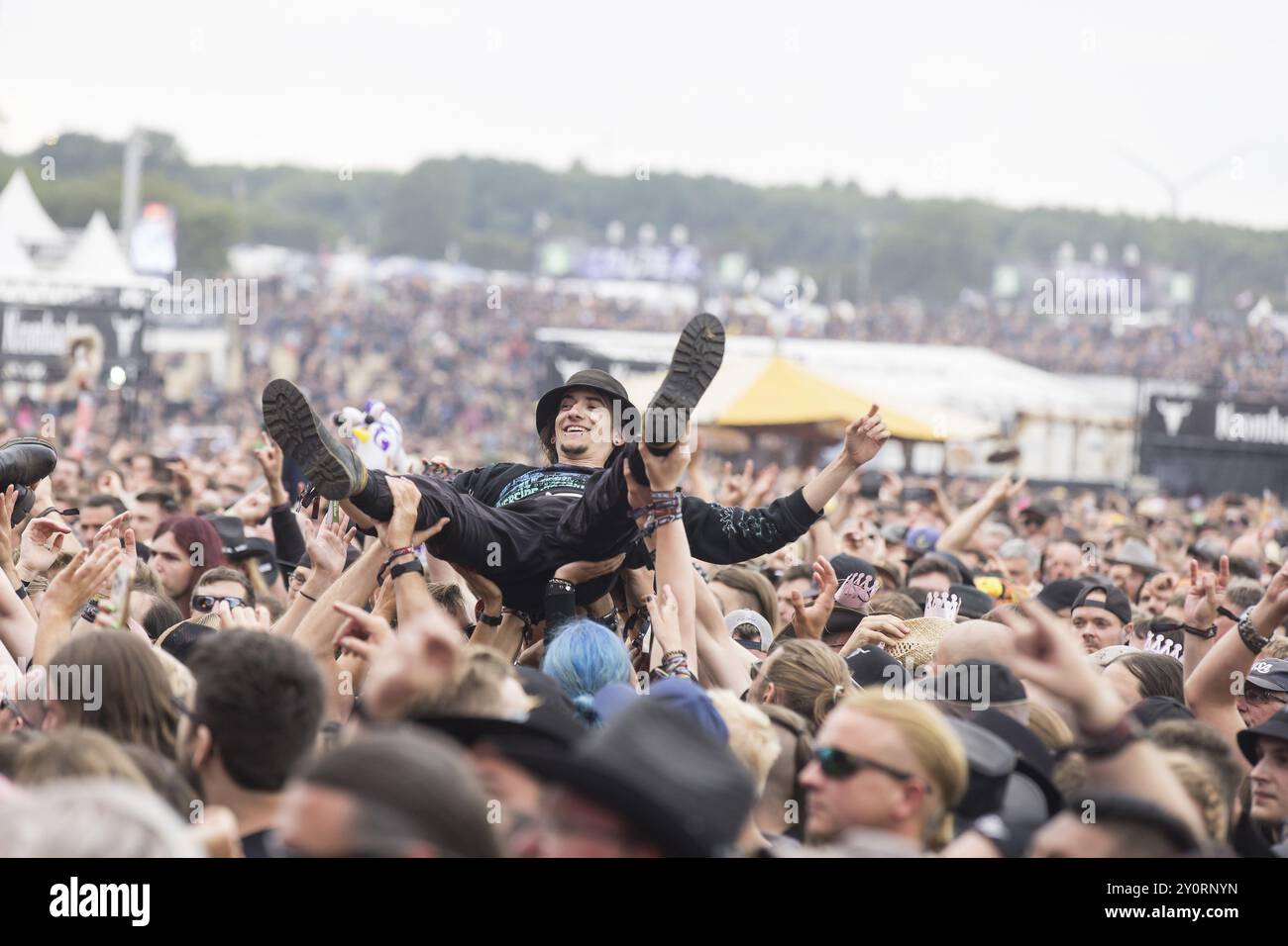 Crowdsurfer at the Wacken Open Air in Wacken. The traditional metal ...