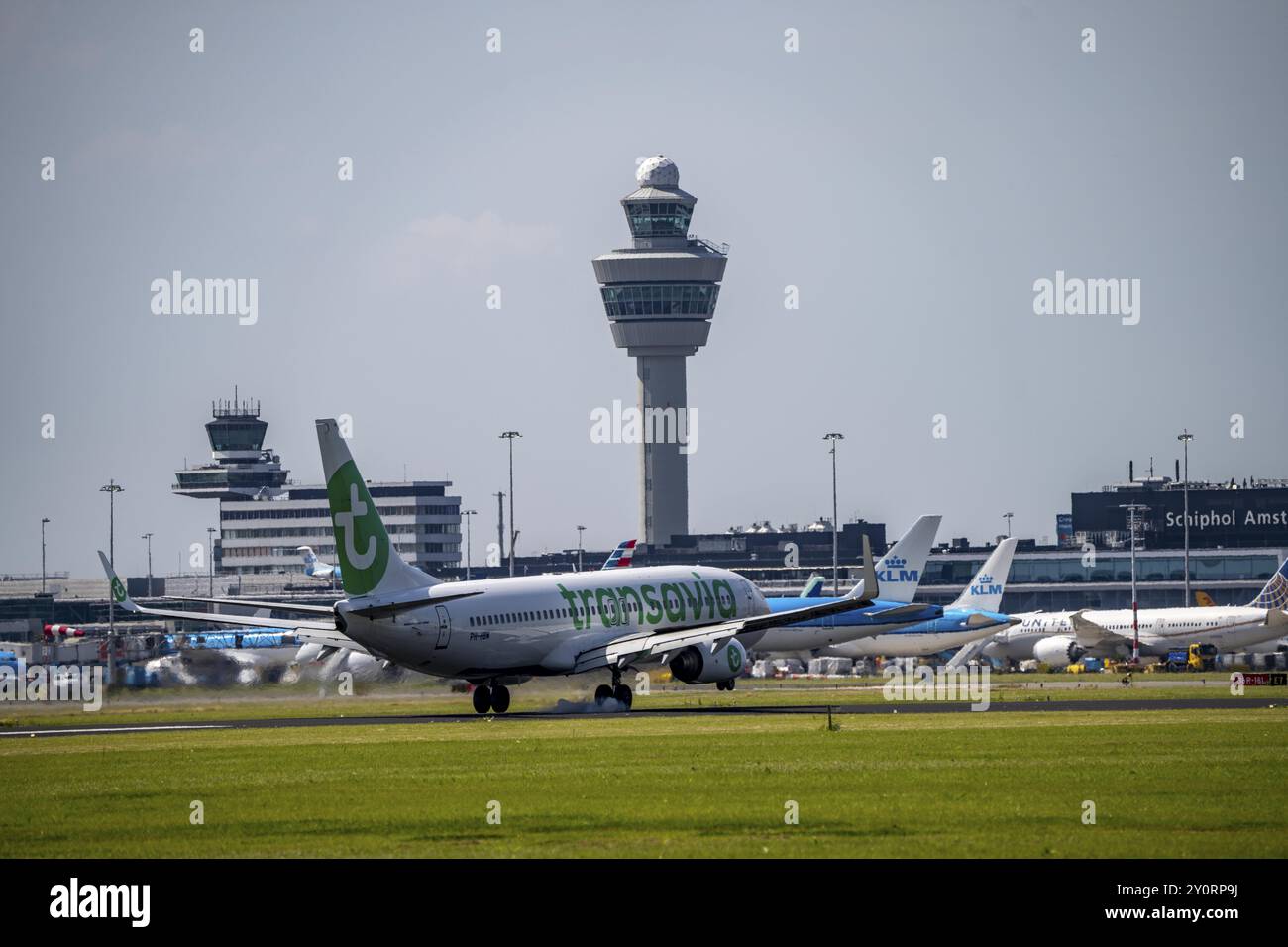 Transavia Boeing 737-800, aircraft landing at Amsterdam Schiphol ...