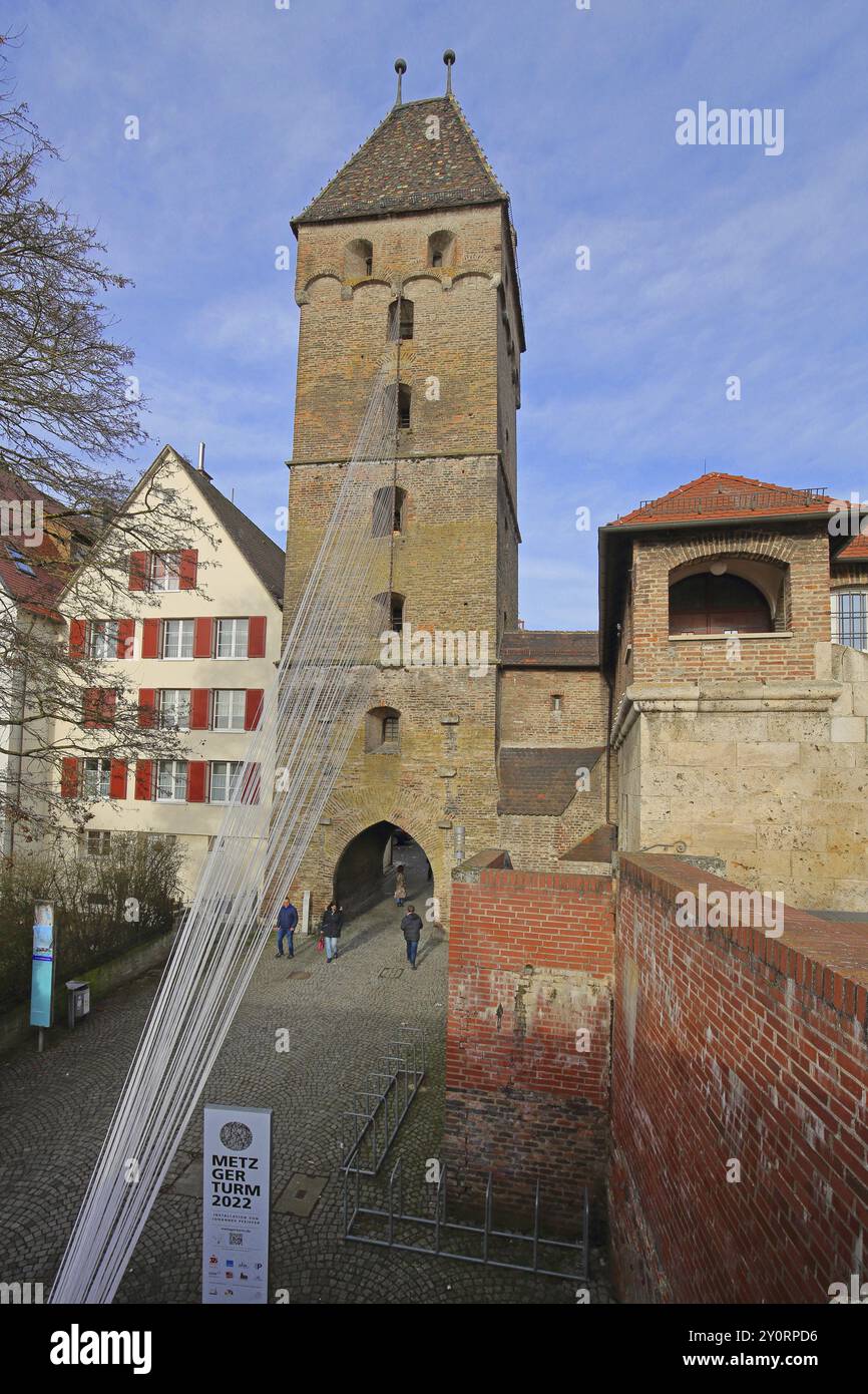 Medieval butcher's tower built in 1340 and historic town fortifications ...