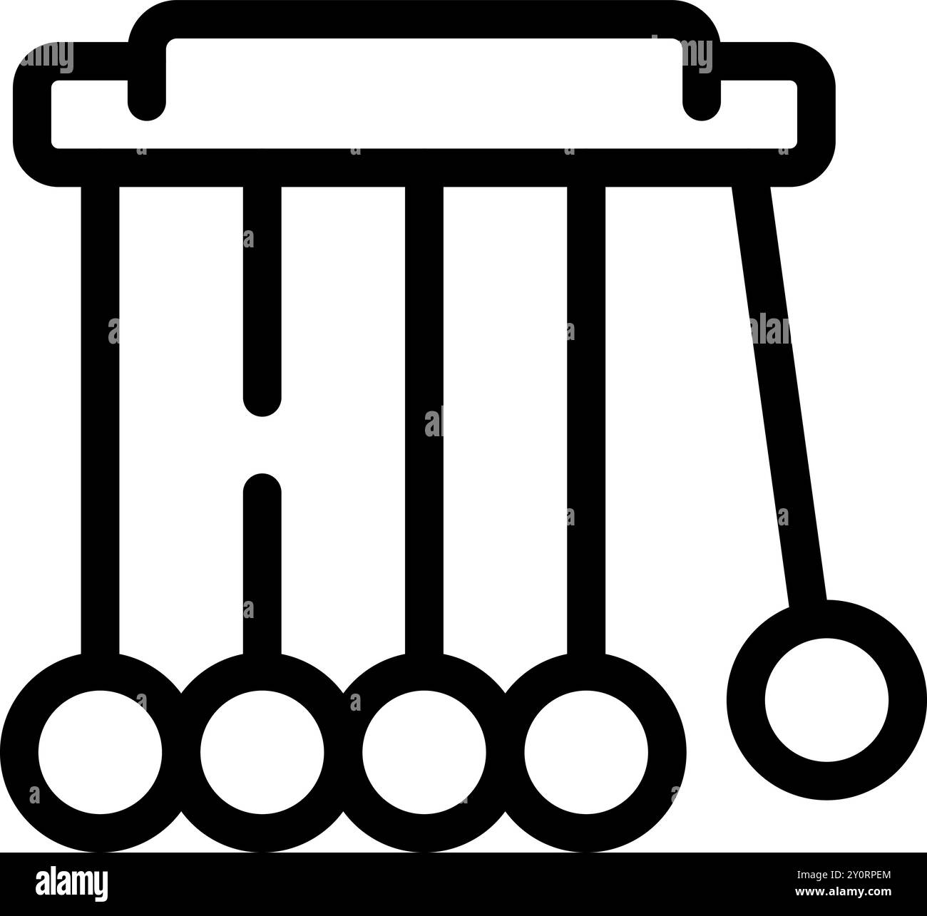 Simple line art icon of a newton's cradle demonstrating basic physics ...