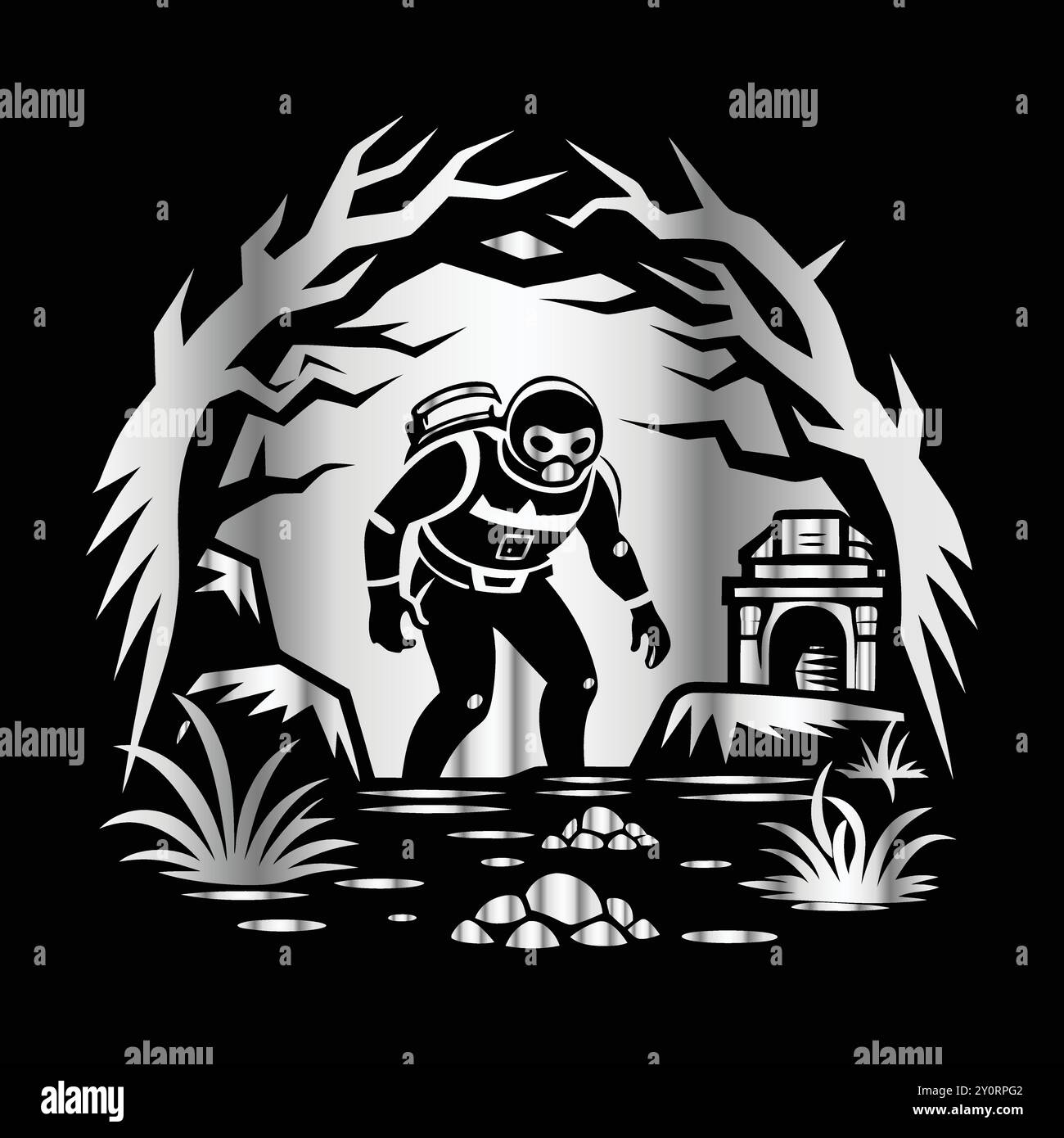 Logo for scuba diving on an isolated background. Vector logo or icon ...