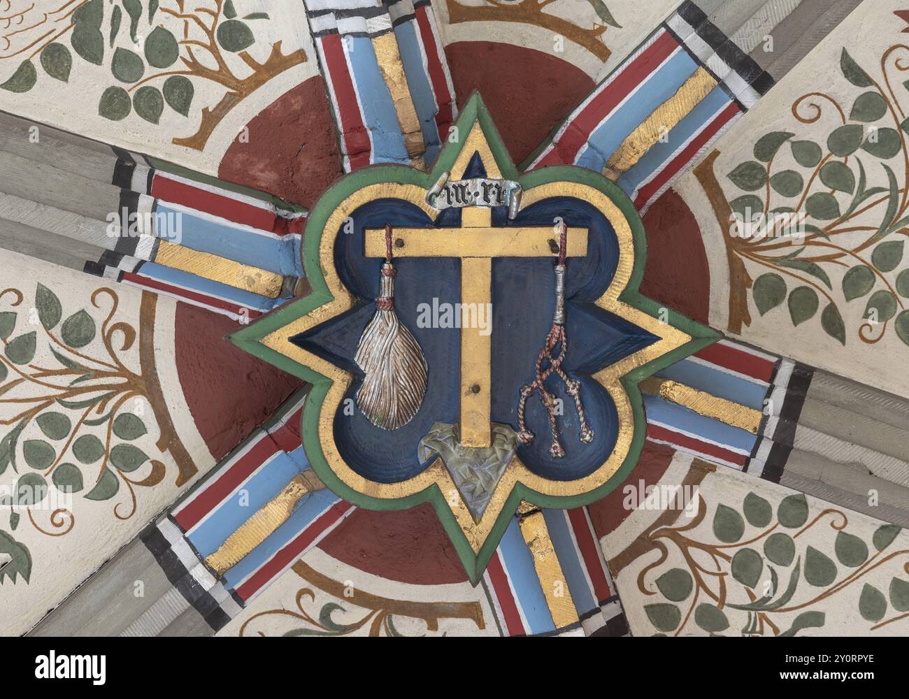 Cross of Jesus with the instruments of the scourge, keystone in the ...