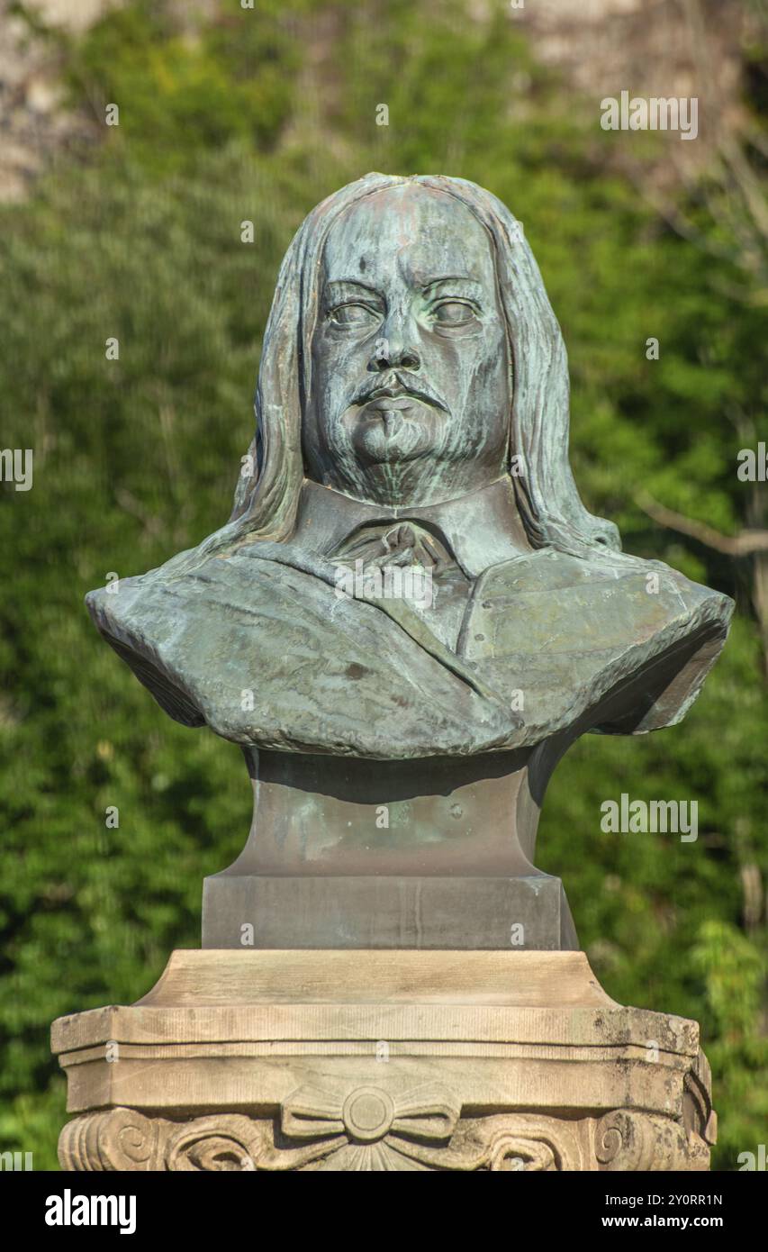 Bust of Per Brahe (1602, 1680) in the square in Graenna. Swedish count ...