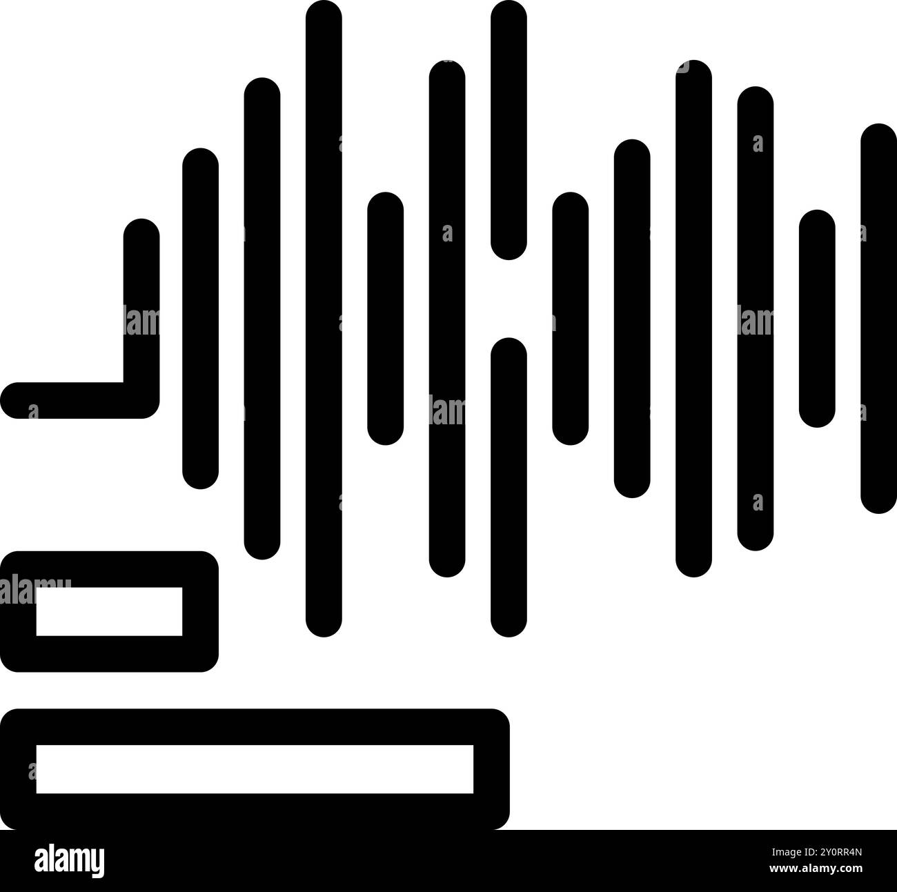 Simple icon of an audio track playing with sound waves and playback ...