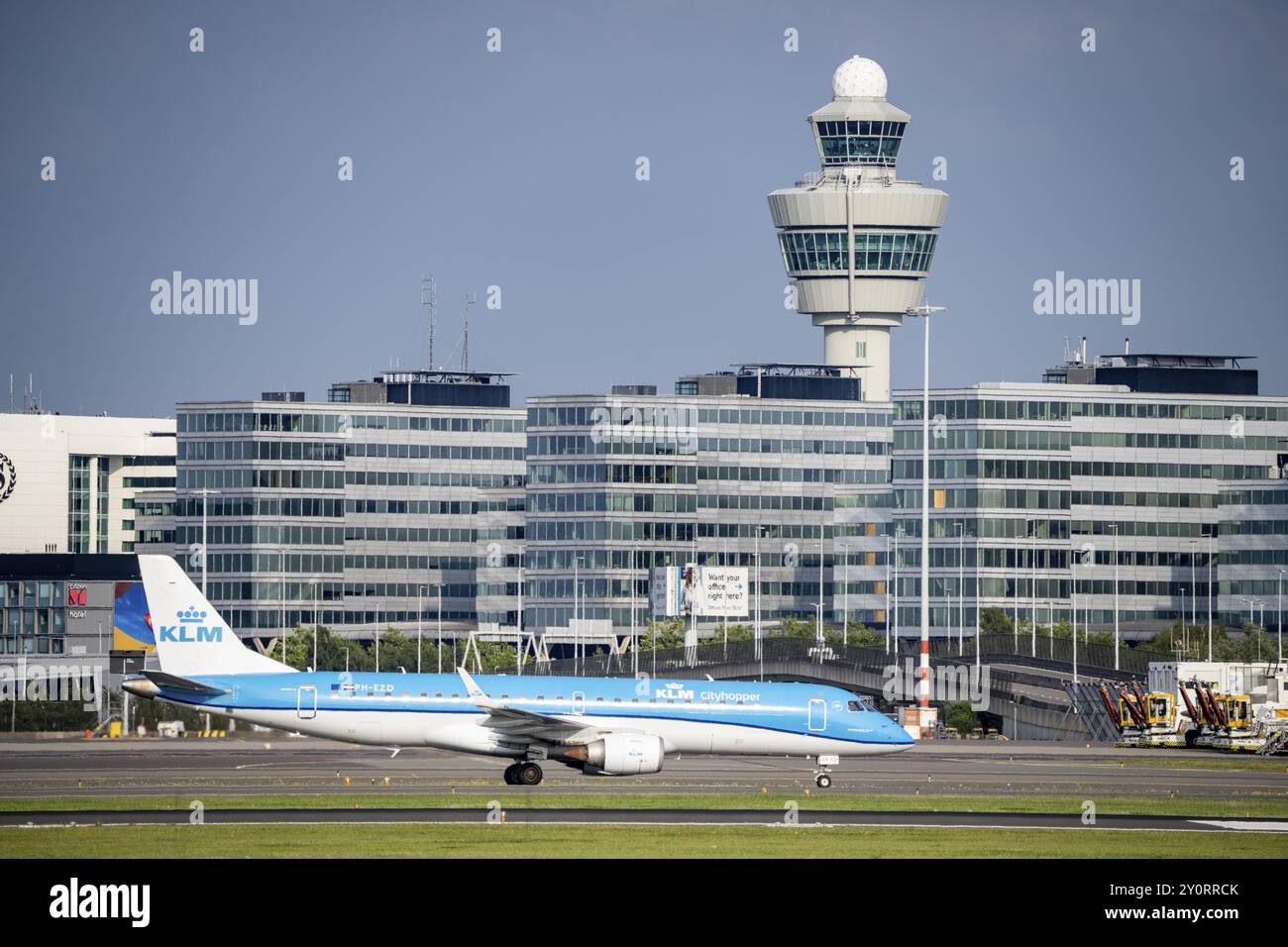 Amsterdam Schiphol Airport, KLM aircraft, Embraer E190STD, on the ...