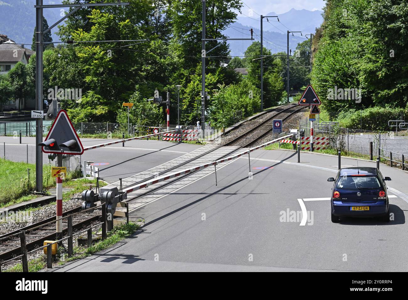 Barriere railway crossing, Interlaken, Switzerland, Europe Stock Photo ...