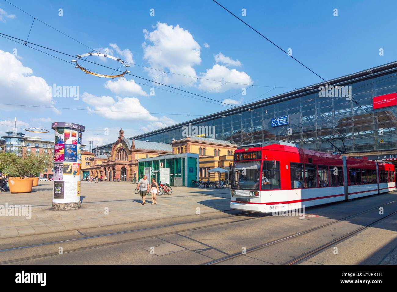 main railway station Hauptbahnhof, streetcar Erfurt Thüringen, Thuringia Germany Stock Photo - Alamy
