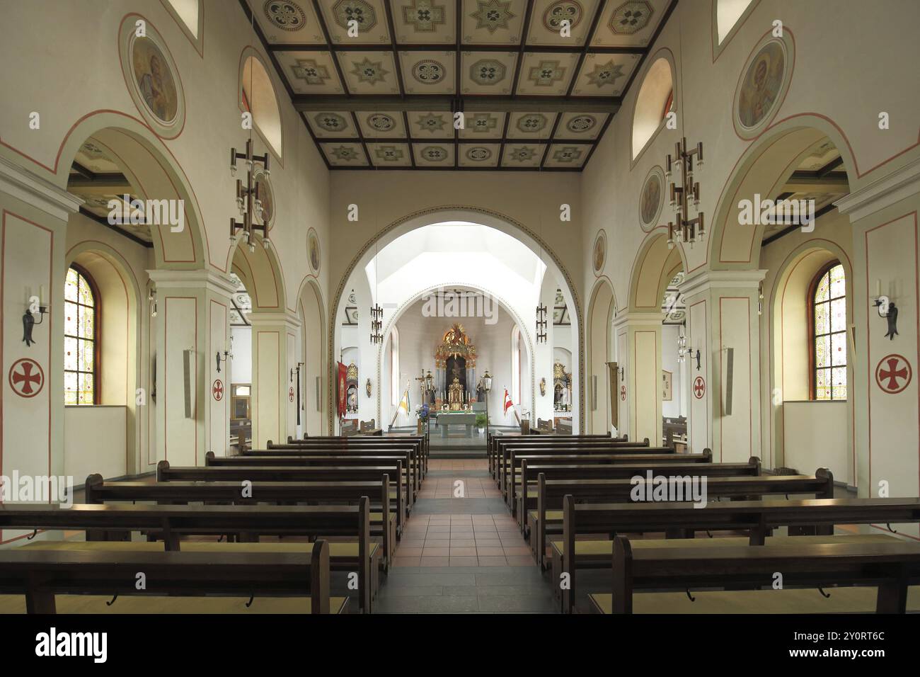 Interior view of the Gothic St Peter and Paul Church, Eichenzell, Hesse ...