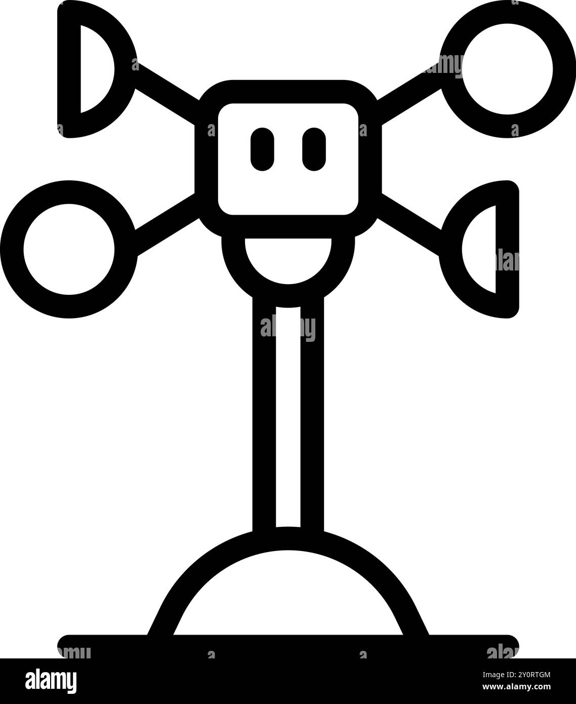 Simple bold outline icon of an anemometer measuring wind speed and ...