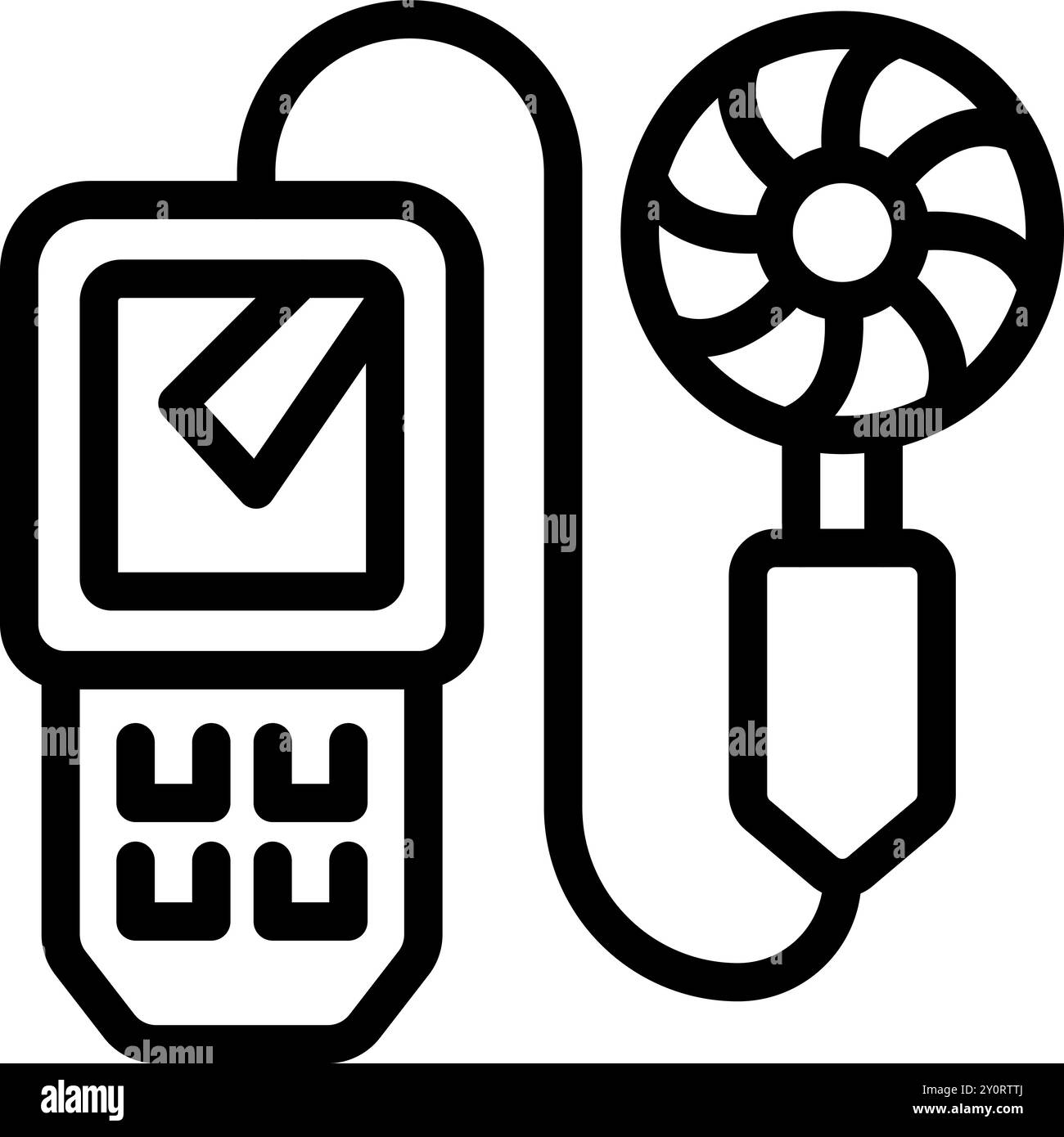 Simple vector icon of an anemometer, measuring wind speed and ...