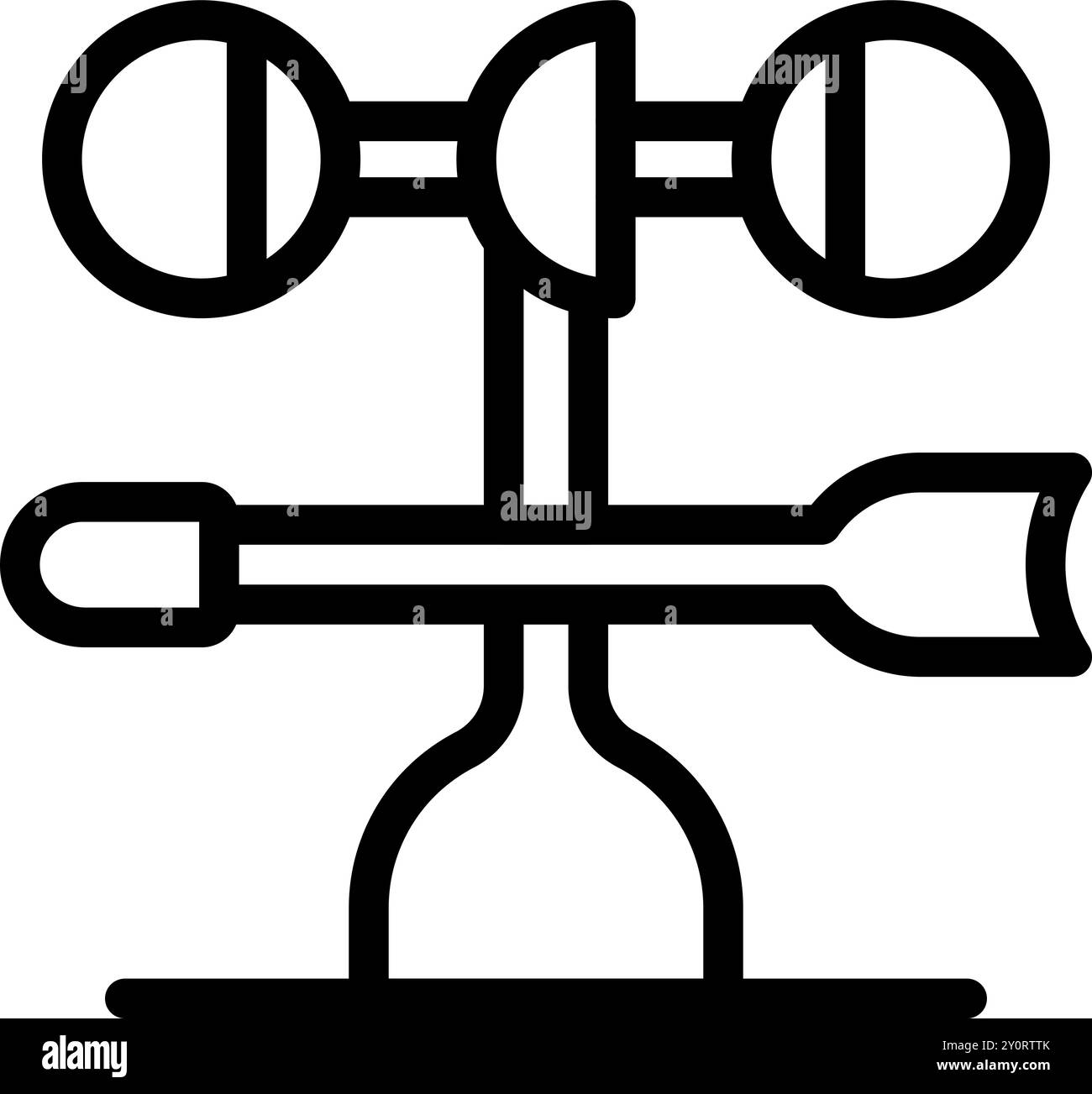 Simple line vector icon representing a weather vane, an instrument used ...
