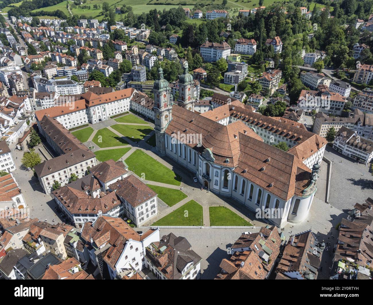 The historic old town of St. Gallen with the monastery quarter and the ...