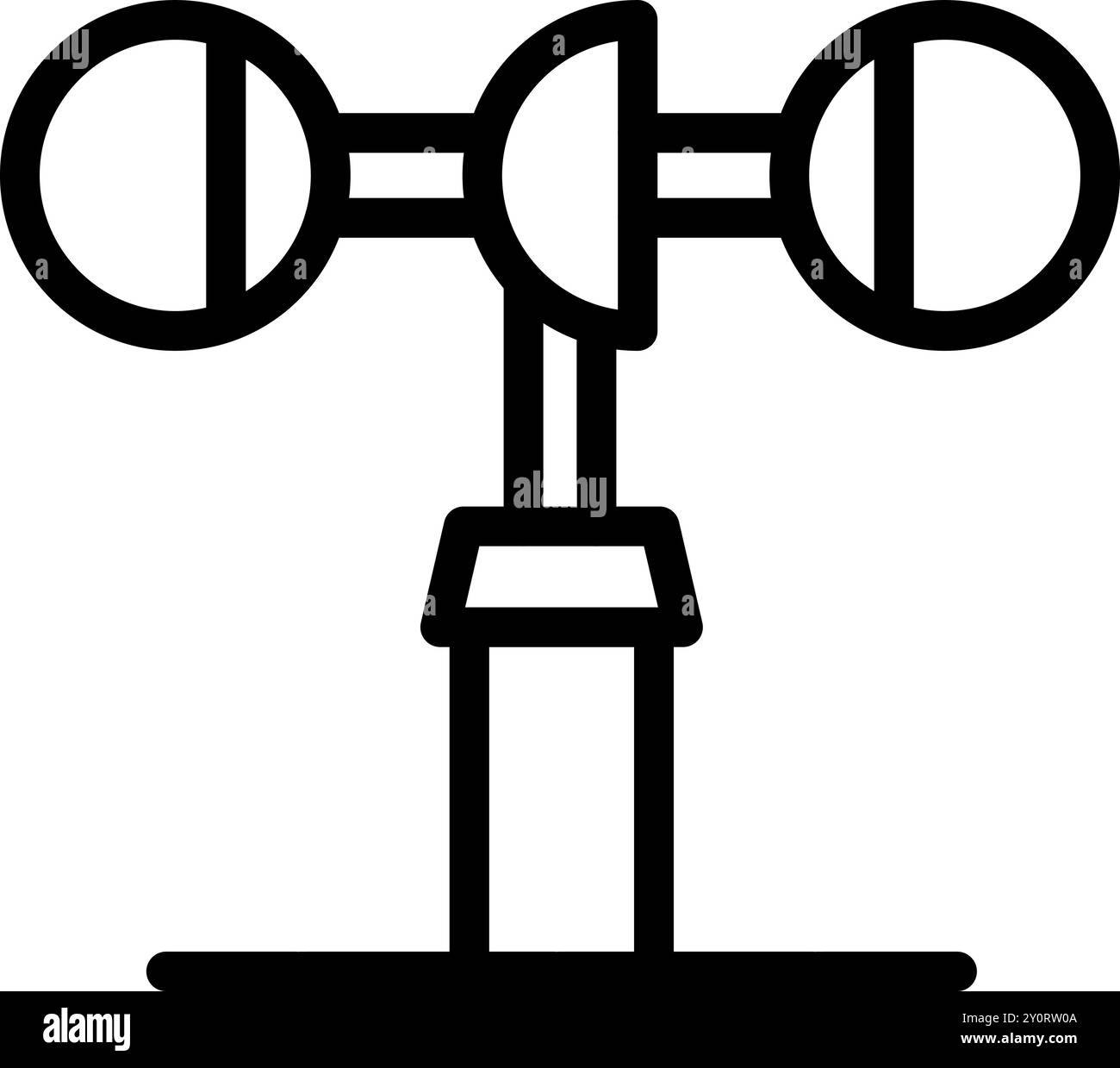 Simple vector icon of an anemometer measuring wind speed and direction ...