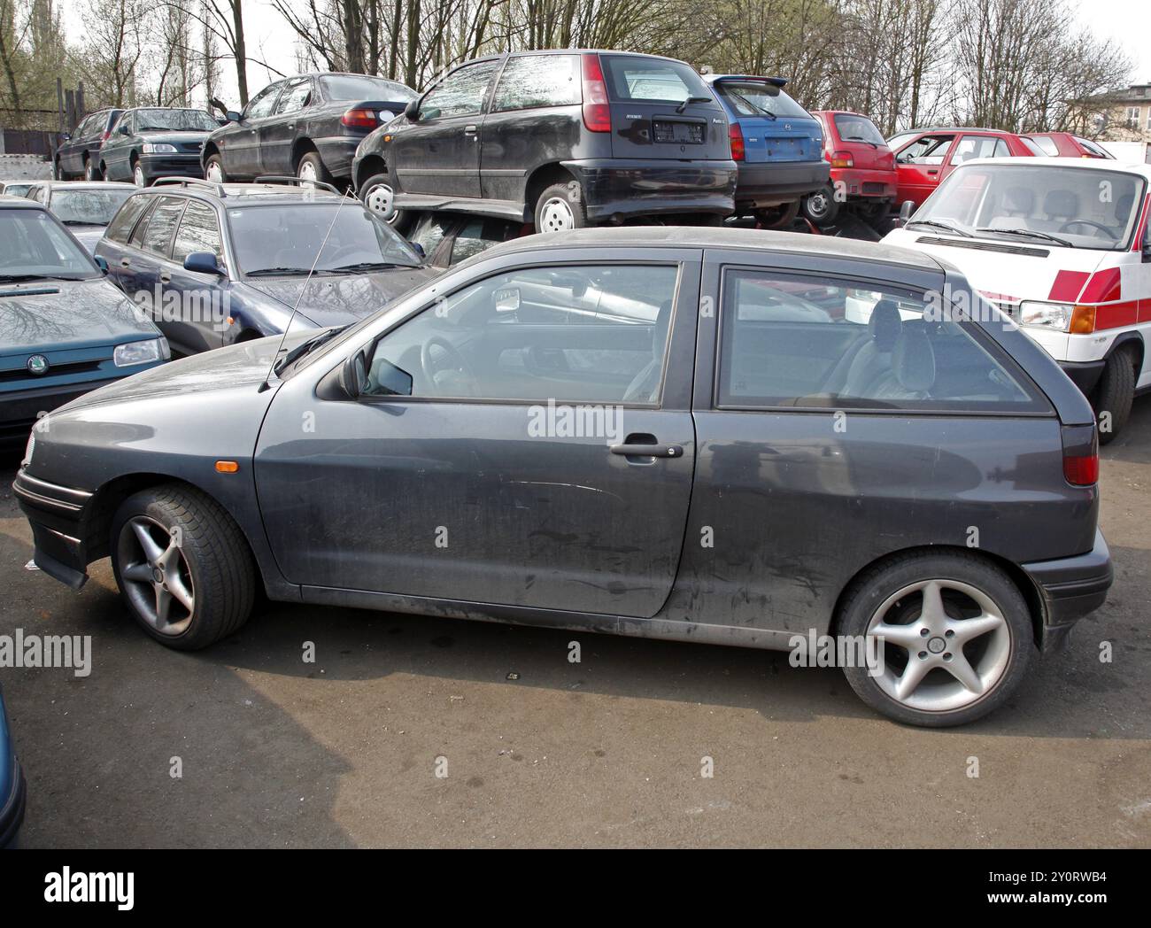 Berlin, 09.0420.09, Vehicles for scrapping at a scrap yard of a car ...