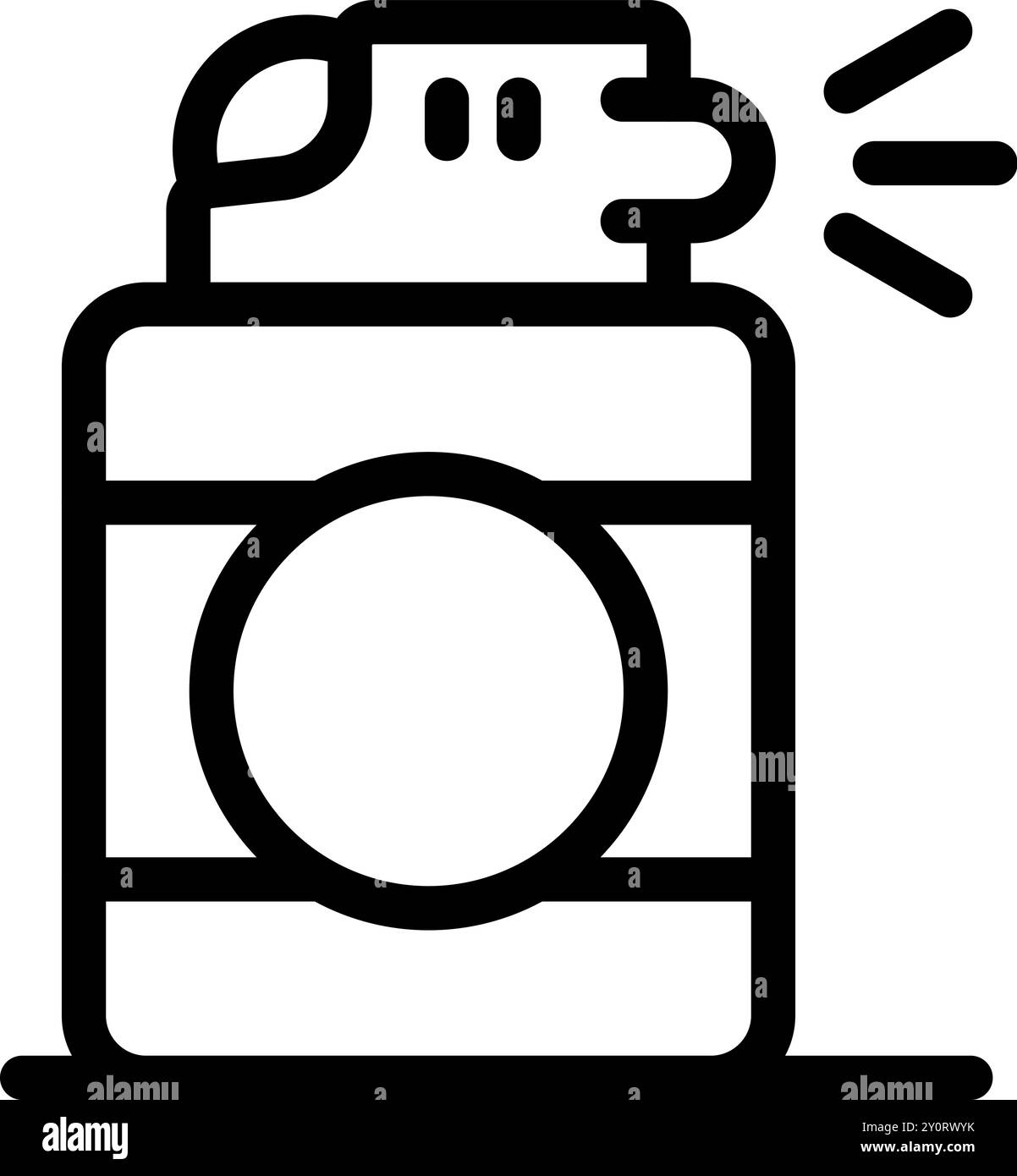 Simple black and white vector of a gas lighter making fire with an ...