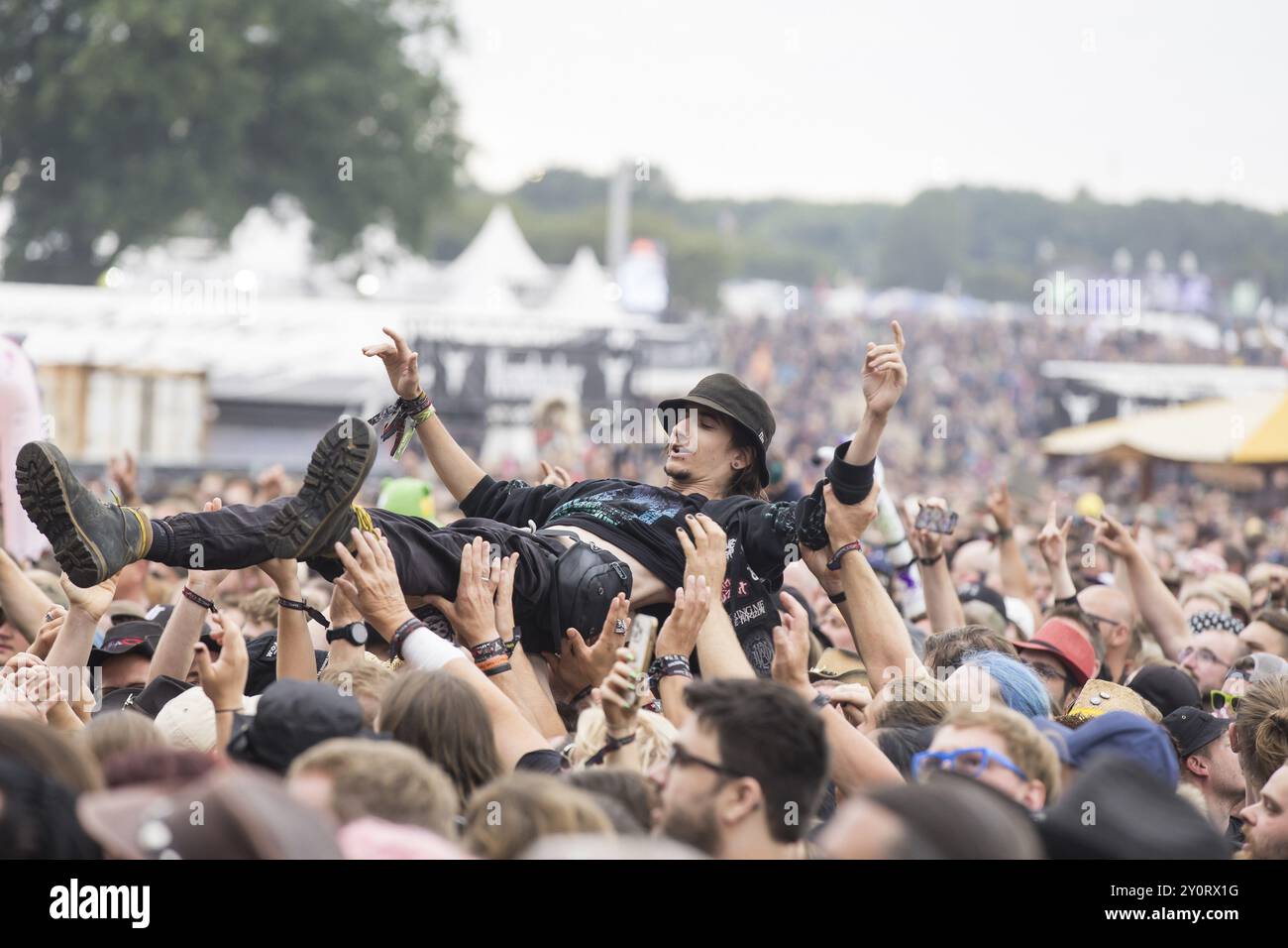 Crowdsurfer at the Wacken Open Air in Wacken. The traditional metal ...
