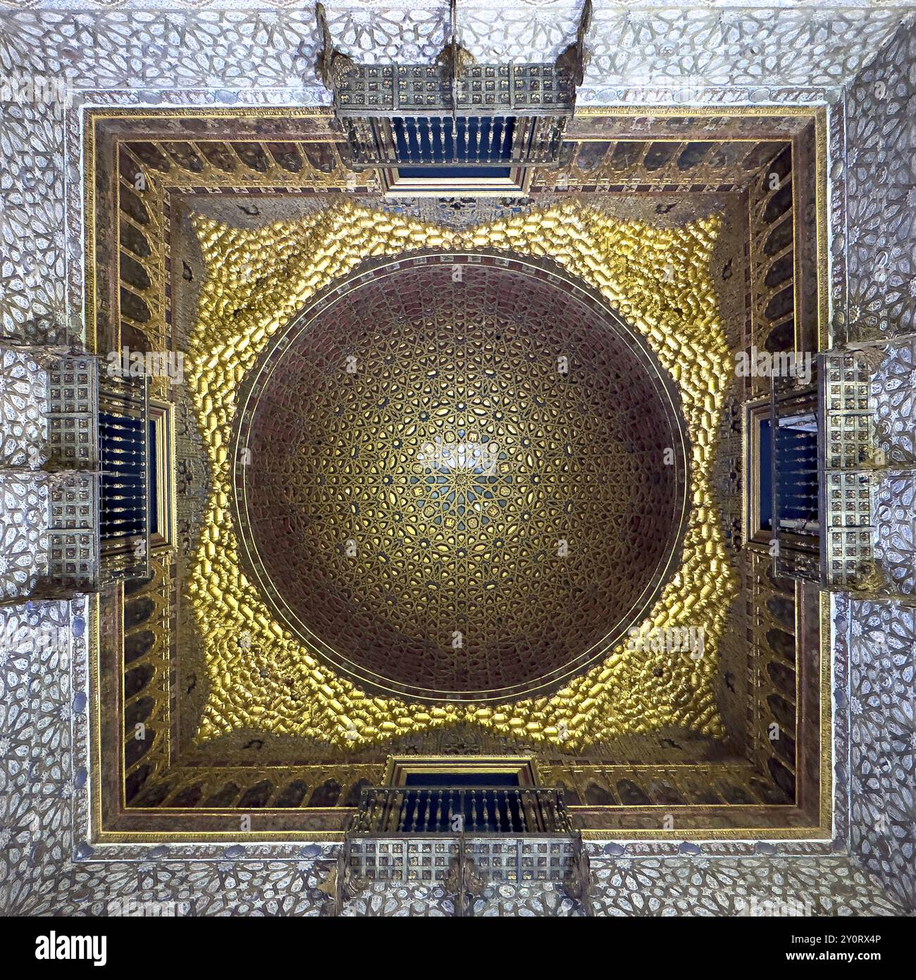 Ceiling, decorated with gold, arabesques, Arabic architecture, Salon of ...