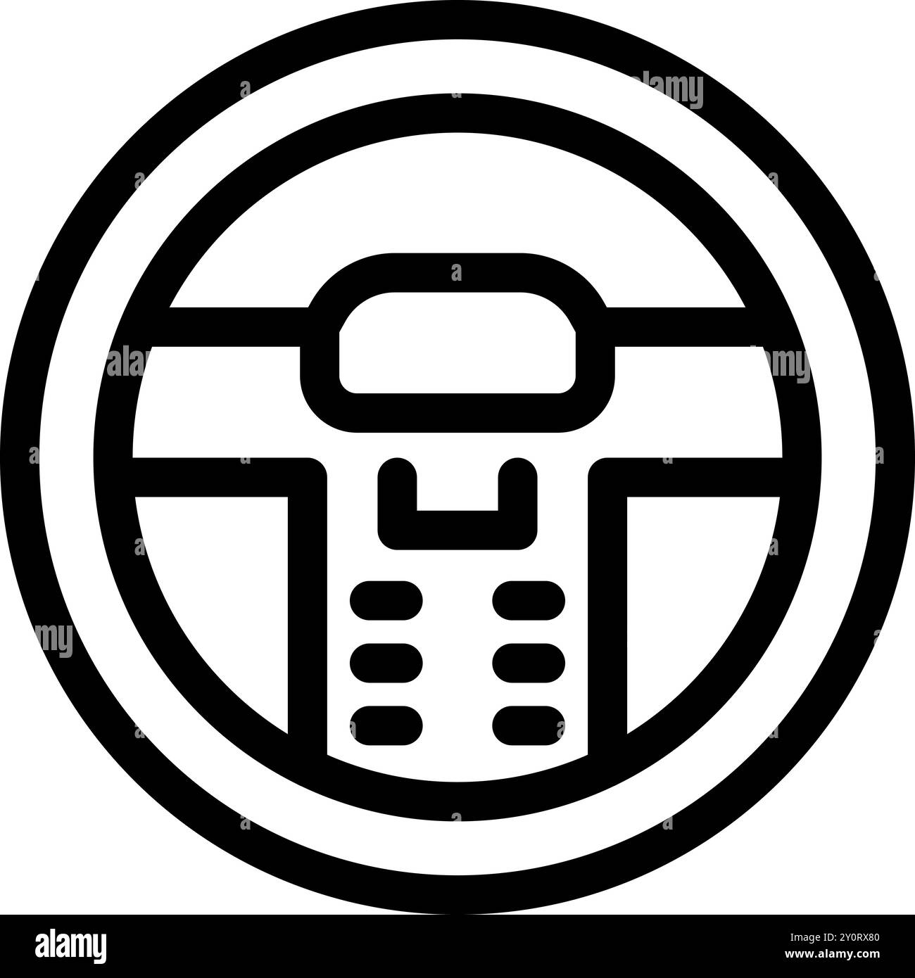 Simple line icon of a steering wheel, representing concepts like ...