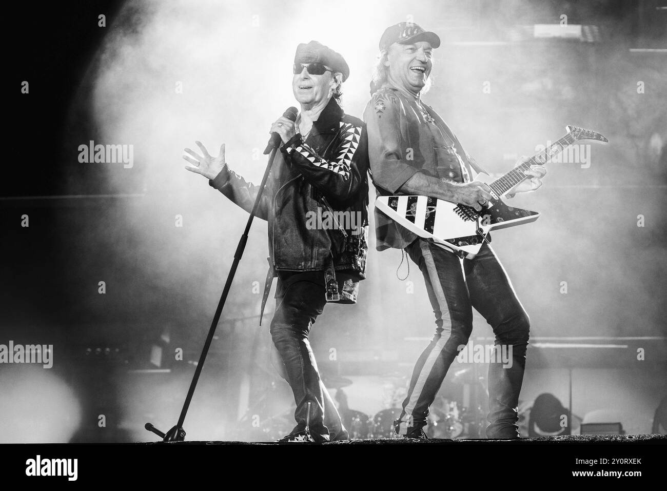 Singer Klaus Meine and guitarist Matthias Jabs from the band Scorpions ...