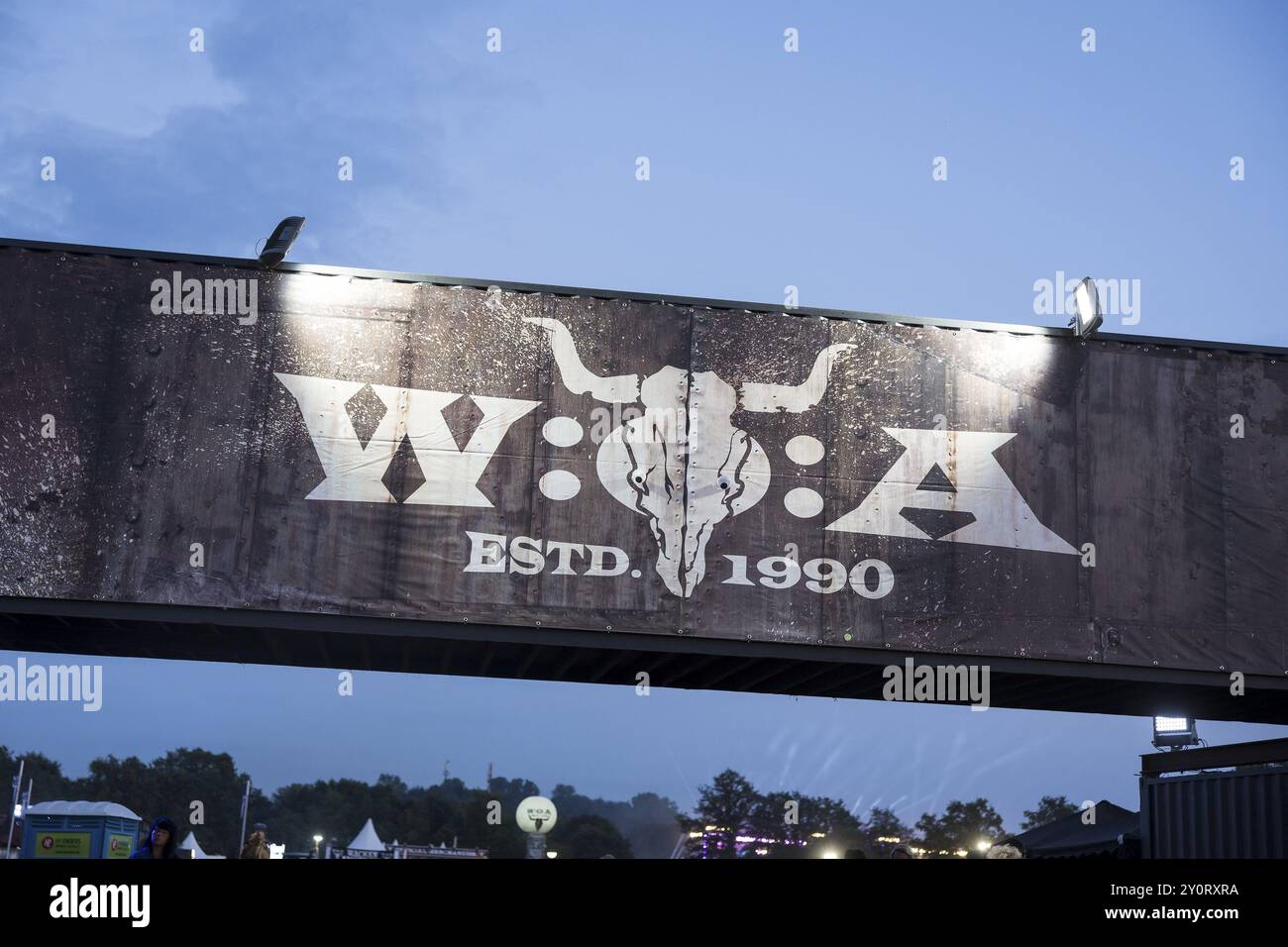 W:O:A logo above the entrance area at the Wacken Open Air in Wacken ...