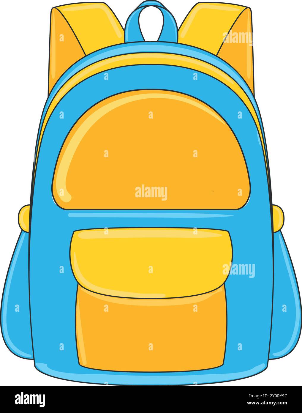 Blue and yellow school backpack with front pocket Vector Stock Vector ...