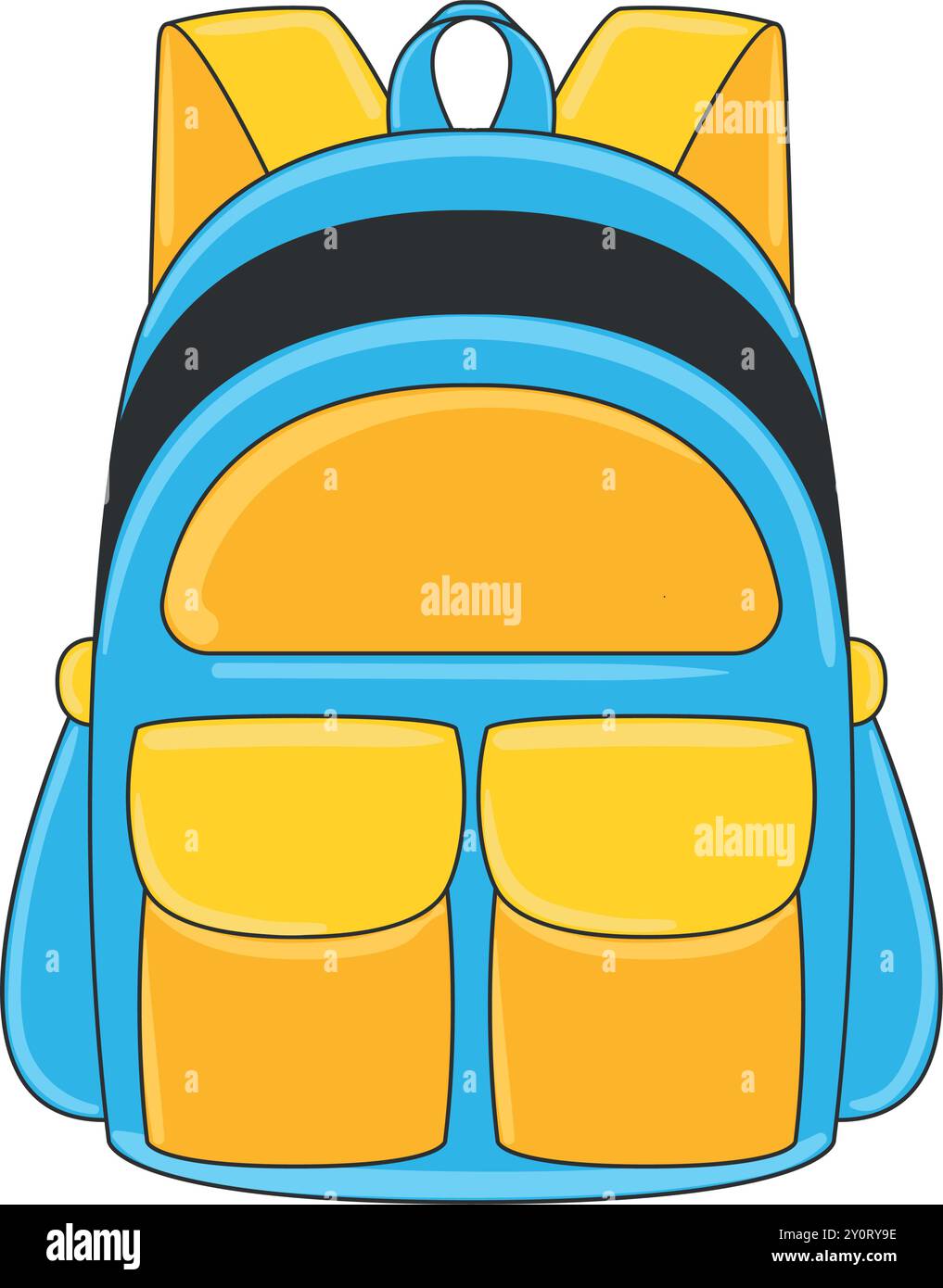 Yellow and blue school backpack in cartoon style Vector Stock Vector ...