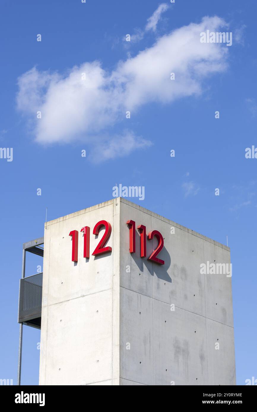 Symbolic image, emergency number 112 on a building, facade, emergency ...