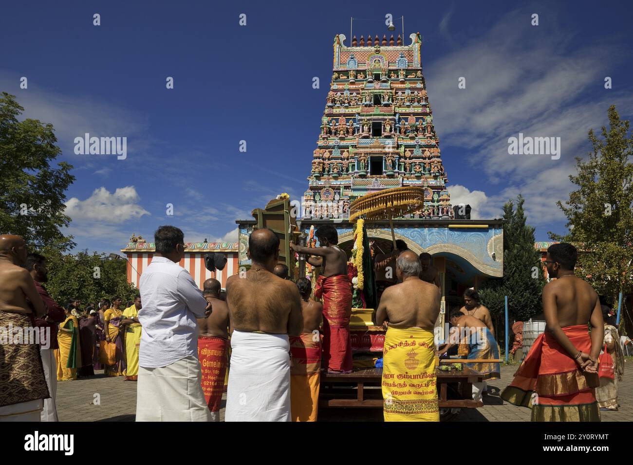 Hindus at the temple festival in front of the Hindu temple Sri Kamadchi ...