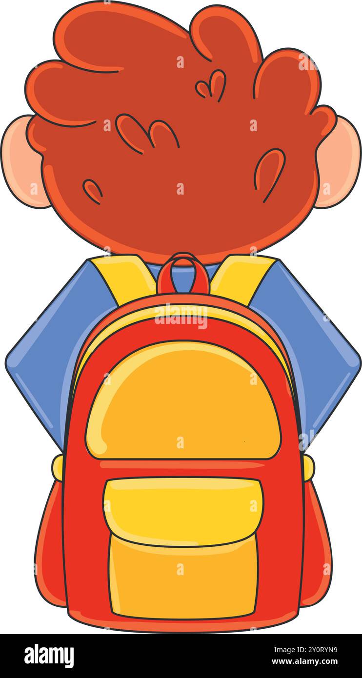 Cartoon boy with backpack rear view school style Vector Stock Vector ...