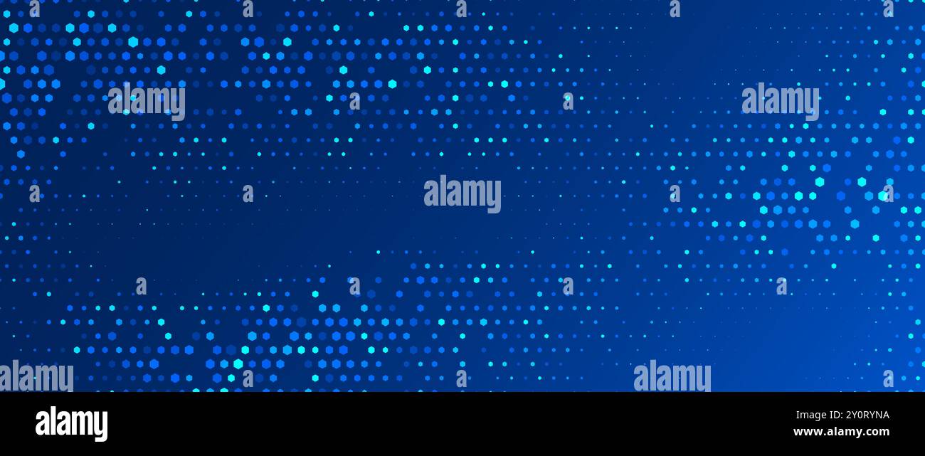 Blue glowing hexagon texture. Abstract hexagonal grid gradient ...