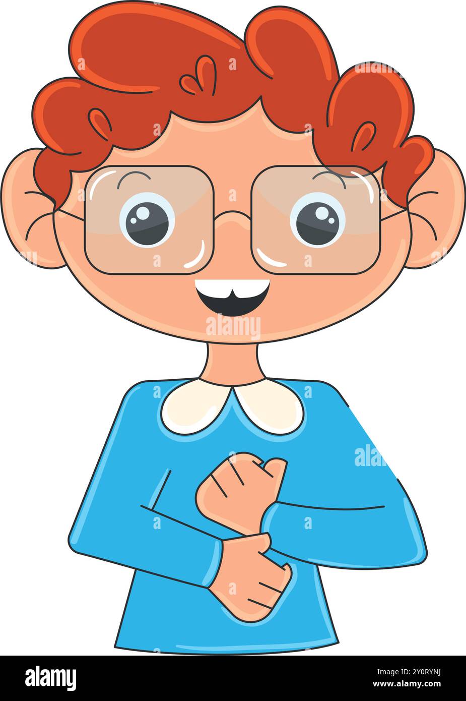 Cartoon boy with glasses and happy expression Vector Stock Vector Image ...