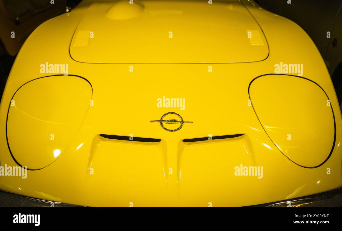 Opel GT Front Hood with Yellow Paint Stock Photo - Alamy