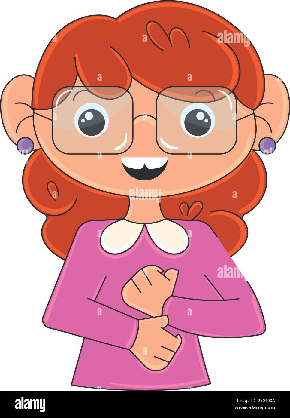 Cartoon girl with glasses and happy expression Vector Stock Vector ...
