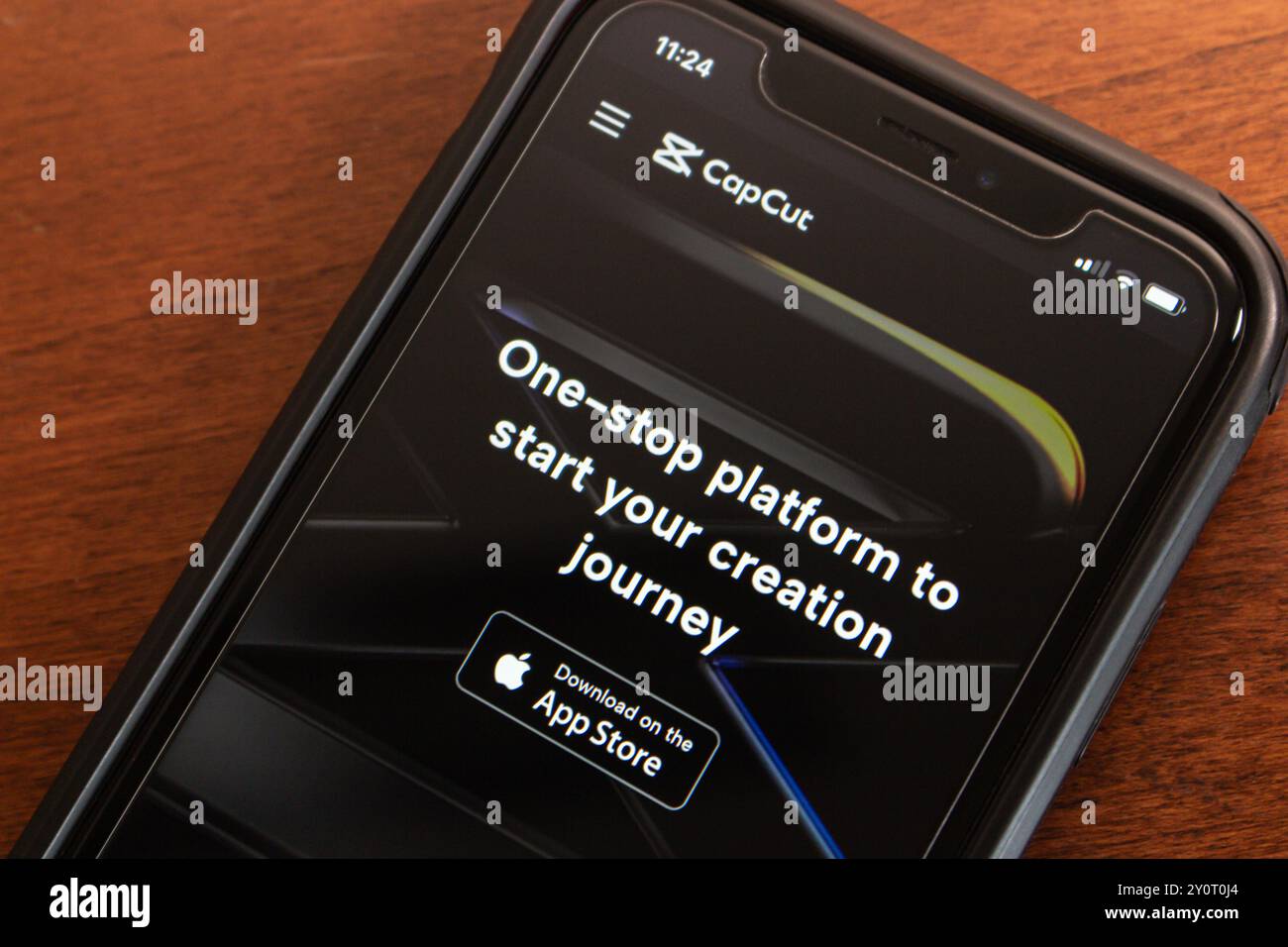 The CapCut website is displayed on an iPhone screen. CapCut is a ...
