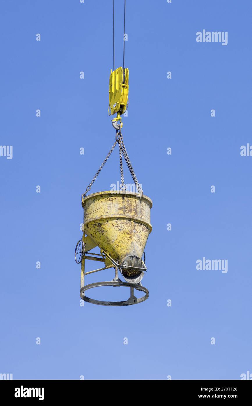Concrete bucket of a construction crane, concrete silo, crane bucket ...