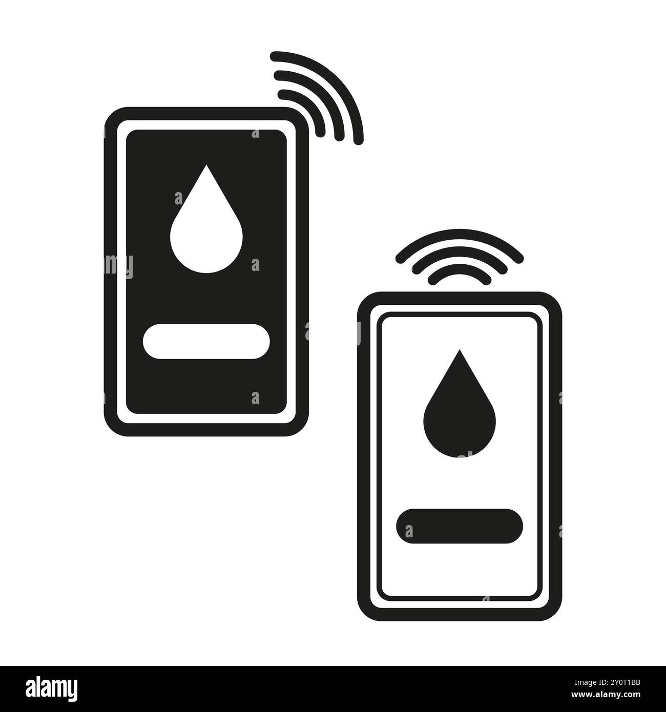 Wireless device with drop symbol. Contactless technology icons. Vector ...
