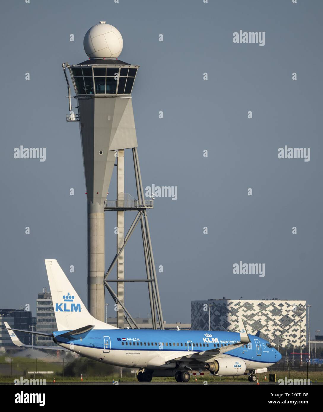 KLM aircraft after landing at Amsterdam Schiphol Airport, Polderbaan ...