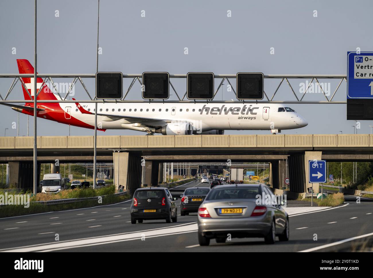 Amsterdam Schiphol Airport, Helvetic Airways Embraer ERJ-195, aircraft ...