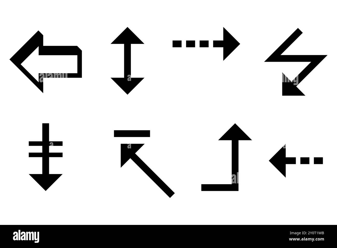 Arrow Icons Directional Symbols Black Vector Graphics Simple Navigation Elements Stock Vector