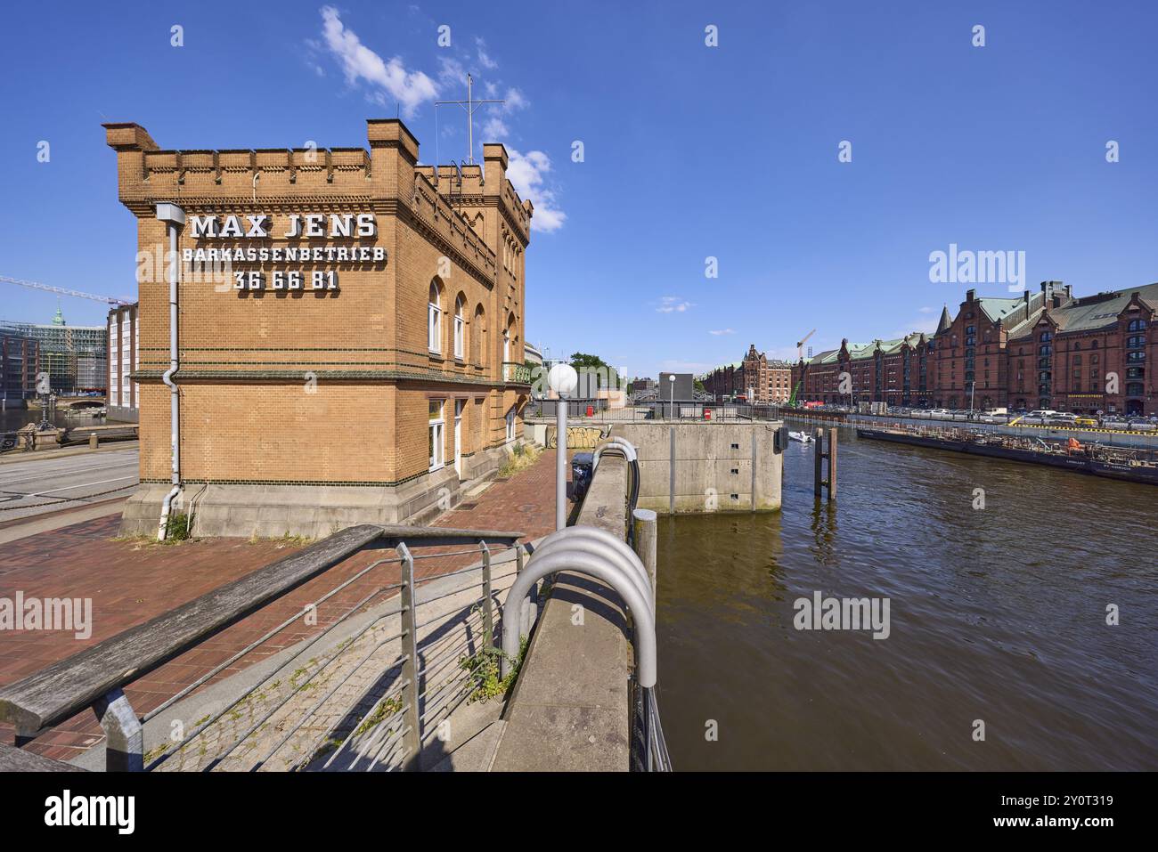 Advertising lettering for Max Jens barge company on a brick building at ...