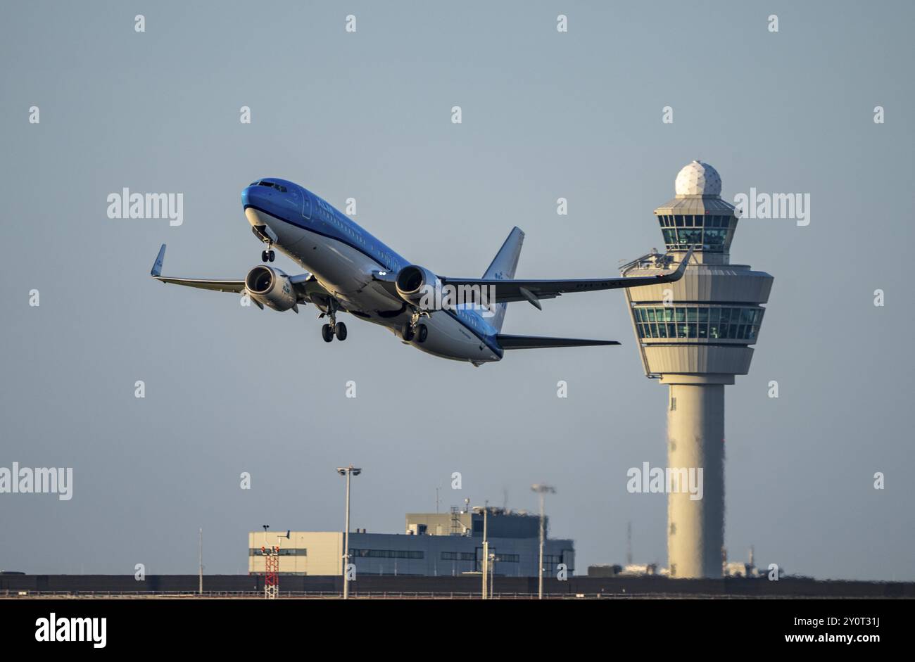 KLM aircraft taking off from Amsterdam Schiphol Airport, Kaagbaan, 06/ ...
