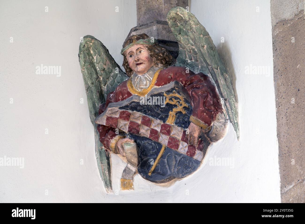 Angel with abbot's staff and the coat of arms of the Cistercians of ...