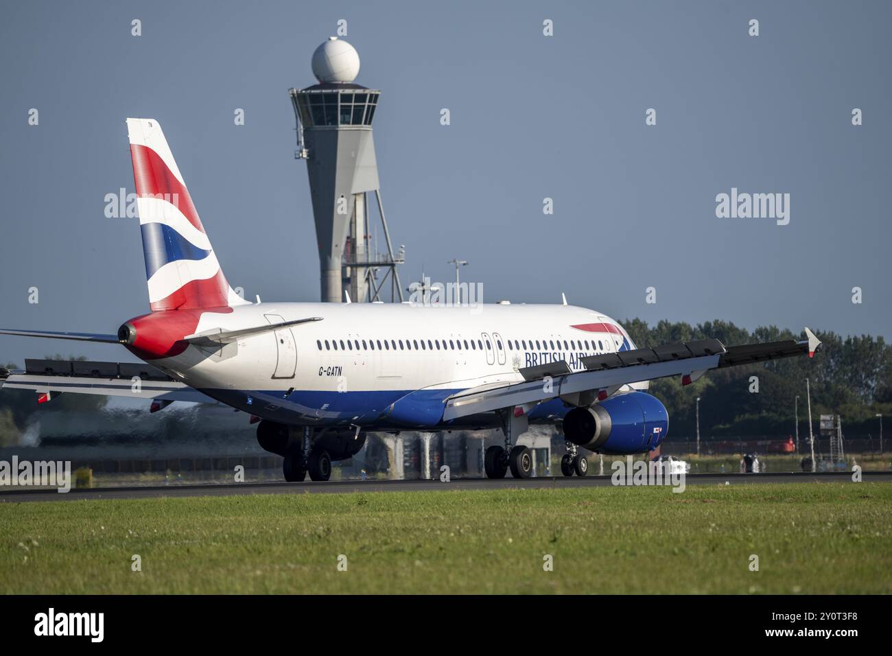 British Airways aircraft after landing at Amsterdam Schiphol Airport ...