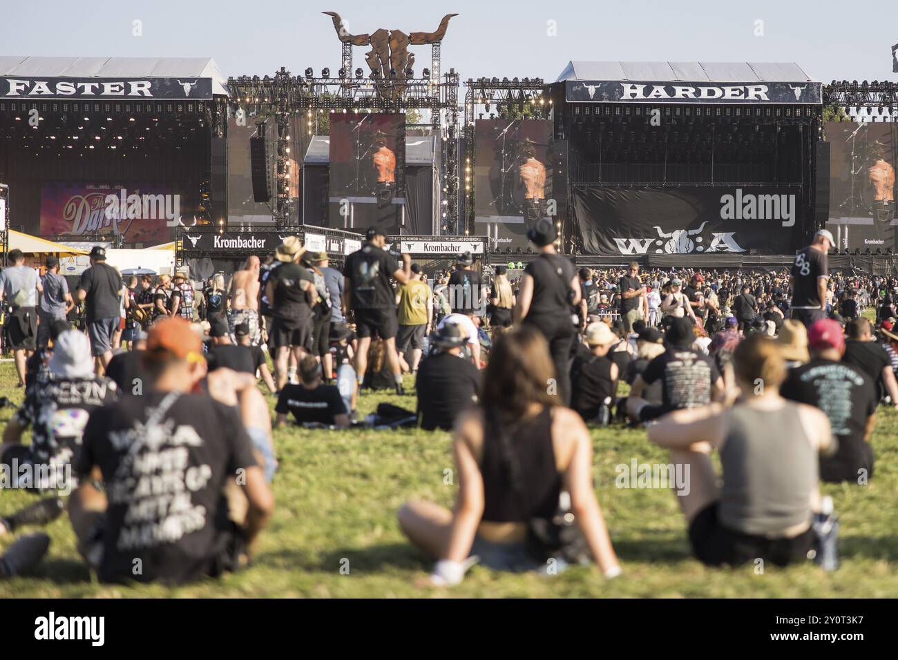 Overview of the infield with the Faster and Harder stages at the Wacken ...