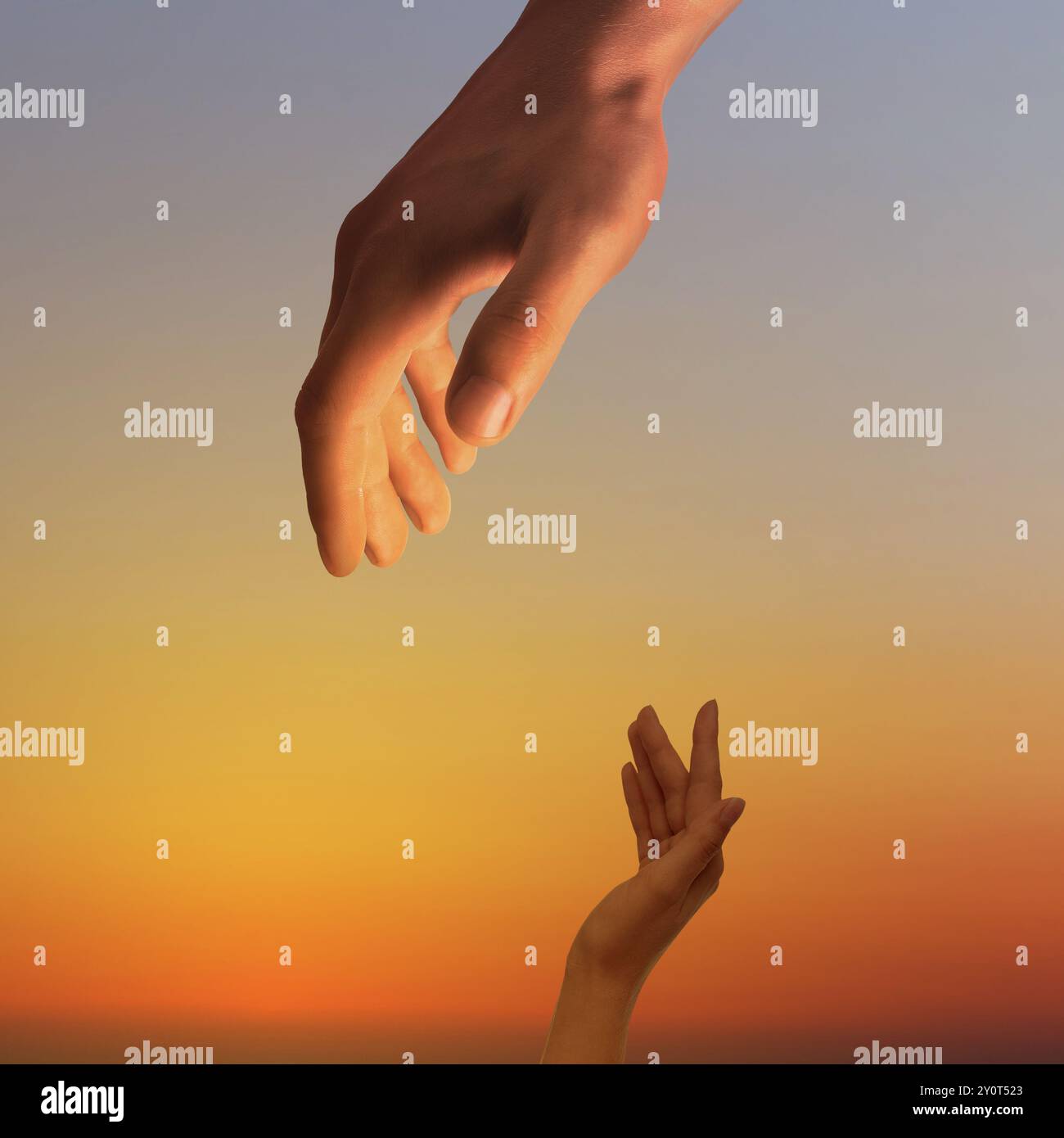 God's help and support. Human reaching for hand from heaven Stock Photo ...