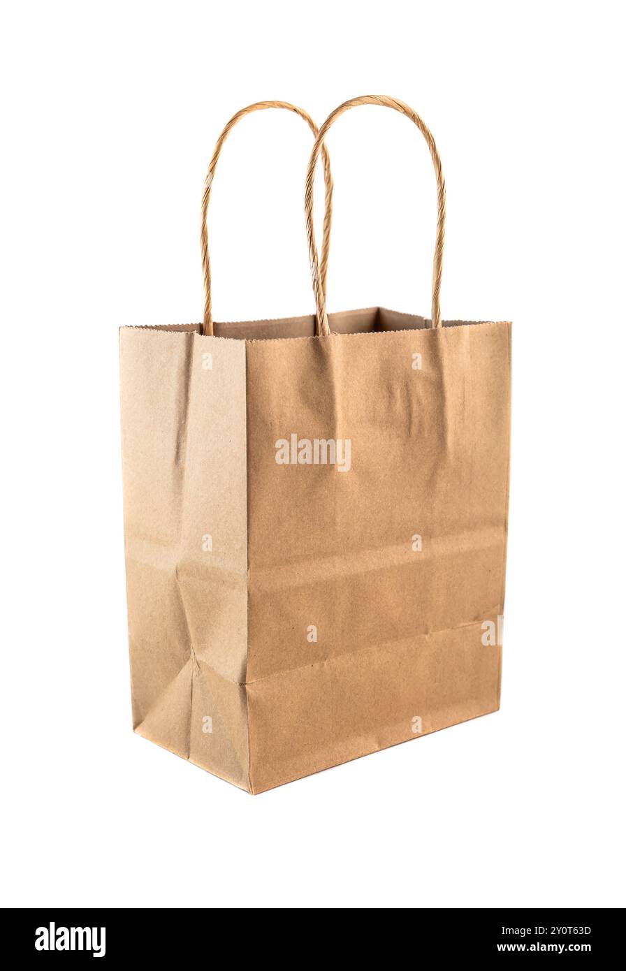 craft bag with twisted handles on white background Stock Photo - Alamy