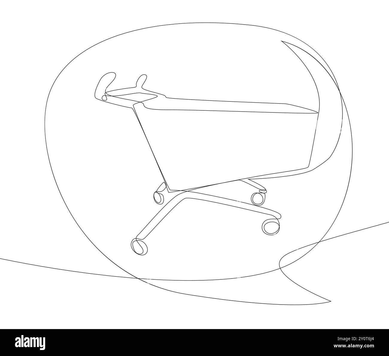 One continuous line of speech bubble with Shopping Cart. Thin Line Illustration vector concept ...
