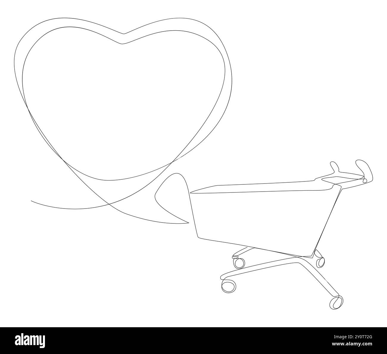 One continuous line of speech bubble with Shopping Cart. Thin Line Illustration vector concept ...