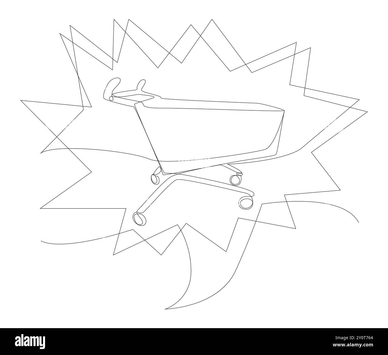 One continuous line of speech bubble with Shopping Cart. Thin Line Illustration vector concept ...